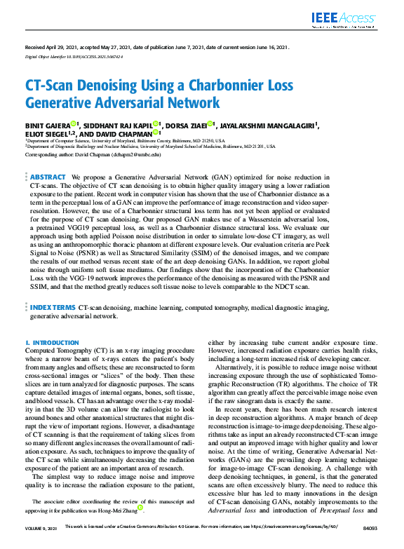 (PDF) CT-Scan Denoising Using a Charbonnier Loss Generative Adversarial Network
