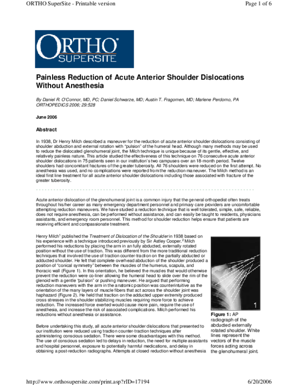 (PDF) Painless reduction of acute anterior shoulder dislocations ...