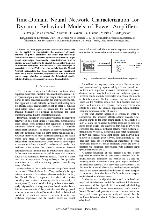 (PDF) Time-domain neural network characterization for dynamic ...
