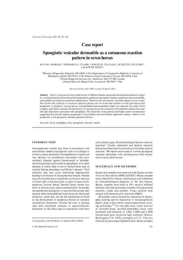 (PDF) Spongiotic vesicular dermatitis as a cutaneous reaction pattern ...