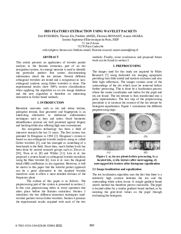 (PDF) IRIS features extraction using wavelet packets