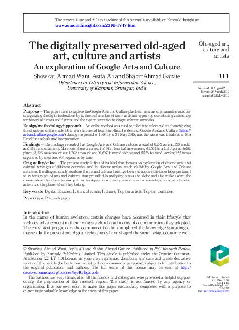 (PDF) An exploration of Google Arts and Culture