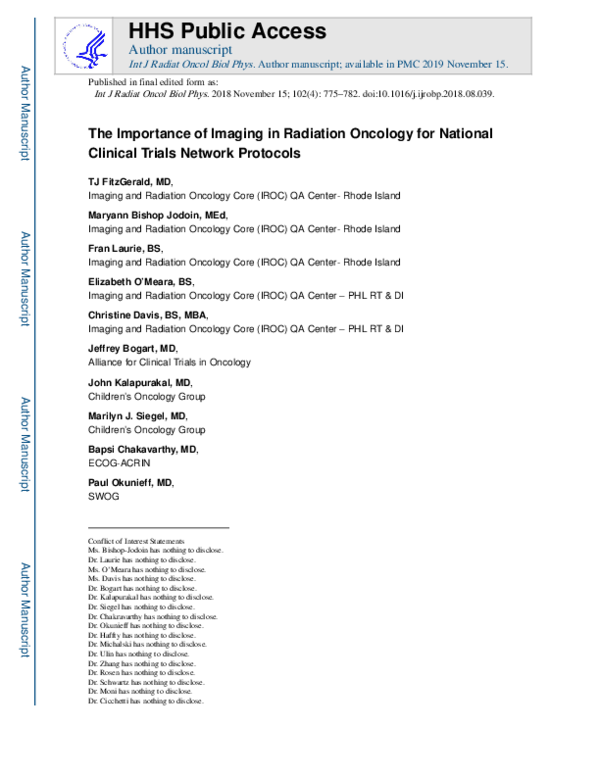 (PDF) The Importance of Imaging in Radiation Oncology for National ...