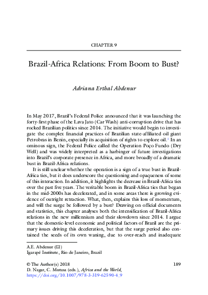 (PDF) Brazil-Africa Relations: From Boom to Bust?
