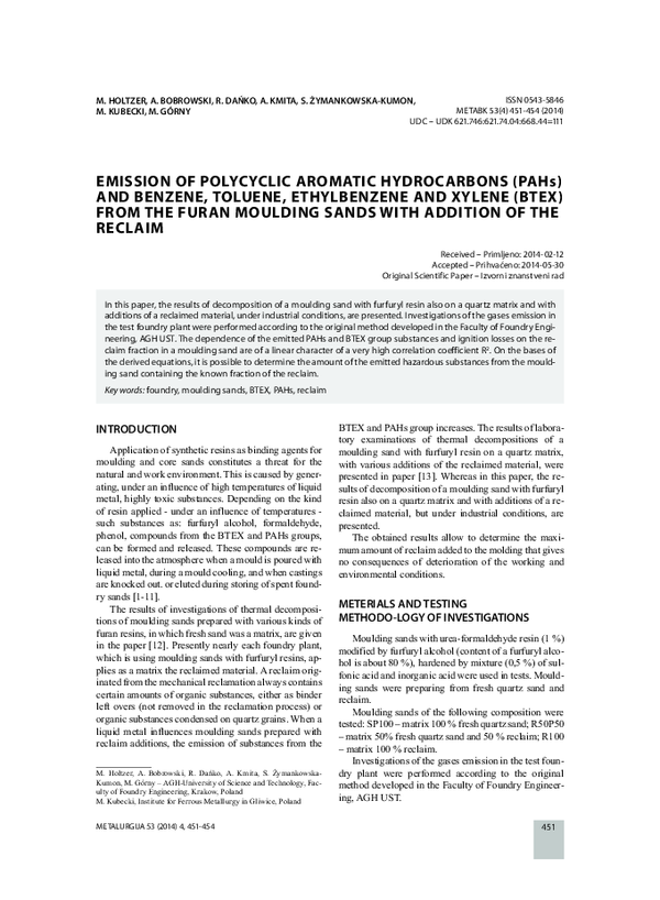 (PDF) Emission of polycyclic aromatic hydrocarbons (PAHs) and benzene ...