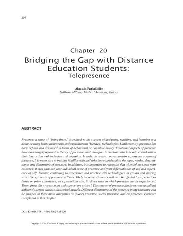 (PDF) Bridging the Gap with Distance Education Students | Alaattin ...
