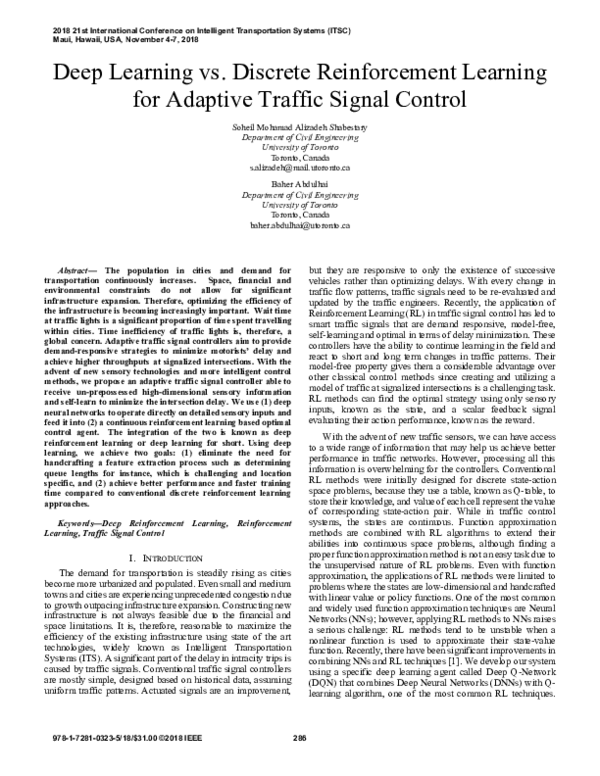 (PDF) Deep Learning vs. Discrete Reinforcement Learning for Adaptive ...