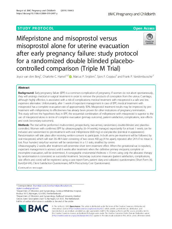 (PDF) Mifepristone and misoprostol versus misoprostol alone for uterine evacuation after early ...