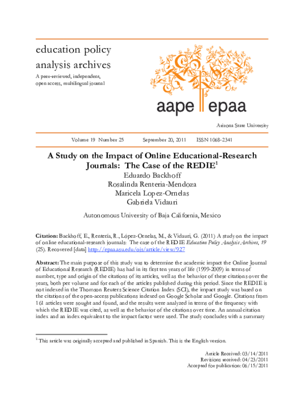 (PDF) A Study on the Impact of Online Educational-Research Journals ...