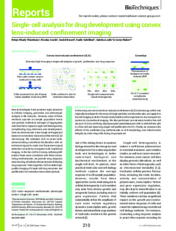 (PDF) Single-cell analysis for drug development using convex lens ...