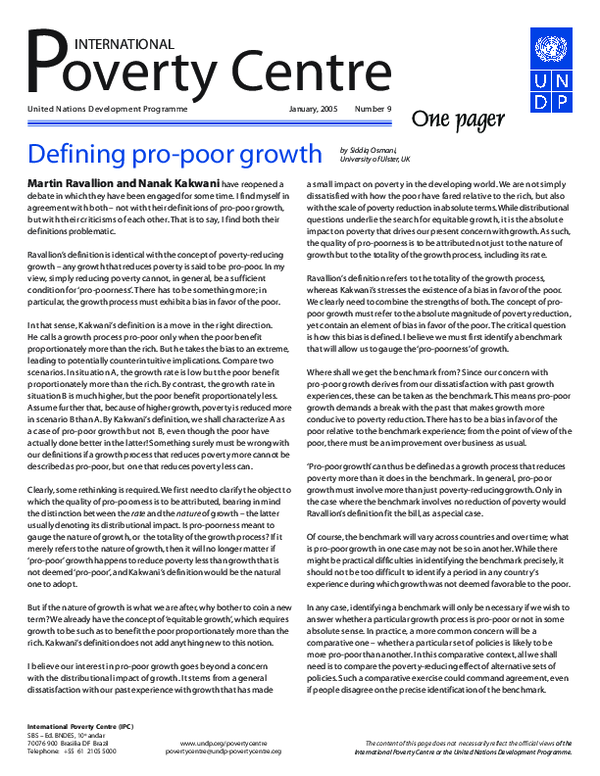 (PDF) Defining pro-poor growth