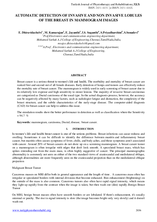(PDF) Automatic Detection of Invasive and Non Invasive Lobules of the ...