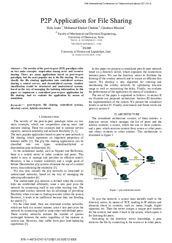 (PDF) P2P application for file sharing