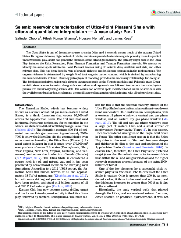(PDF) Seismic reservoir characterization of Utica-Point Pleasant Shale ...