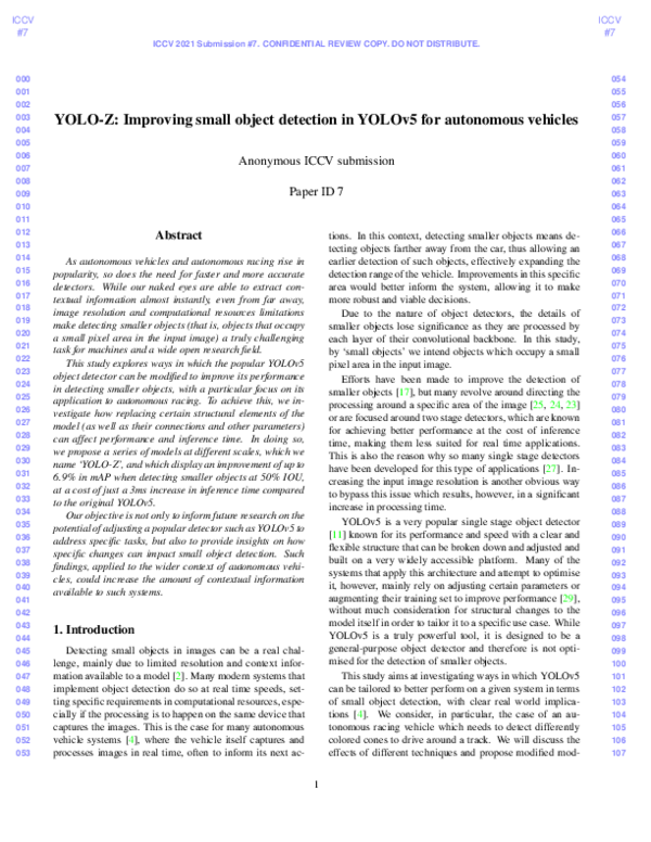 (PDF) YOLO-Z: Improving small object detection in YOLOv5 for autonomous vehicles