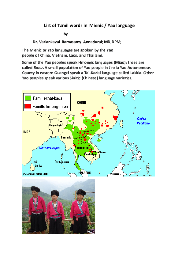 (DOC) List of Tamil words in Yao language