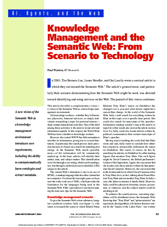 (PDF) Knowledge management and the semantic web: From scenario to ...