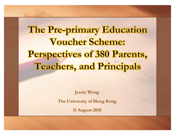 (PPT) The Pre-primary Education Voucher Scheme: Perspectives of 380 ...