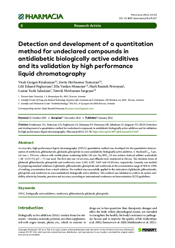 (PDF) Detection and development of a quantitation method for undeclared ...