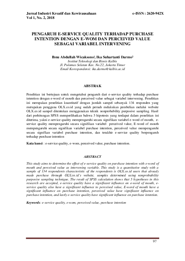 (PDF) Pengaruh E-Service Quality Terhadap Purchase Intention Dengan E ...