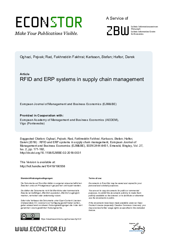 (PDF) RFID and ERP systems in supply chain management