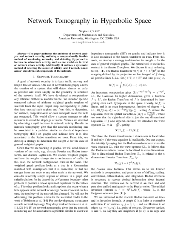 (PDF) Network Tomography in Hyperbolic Space