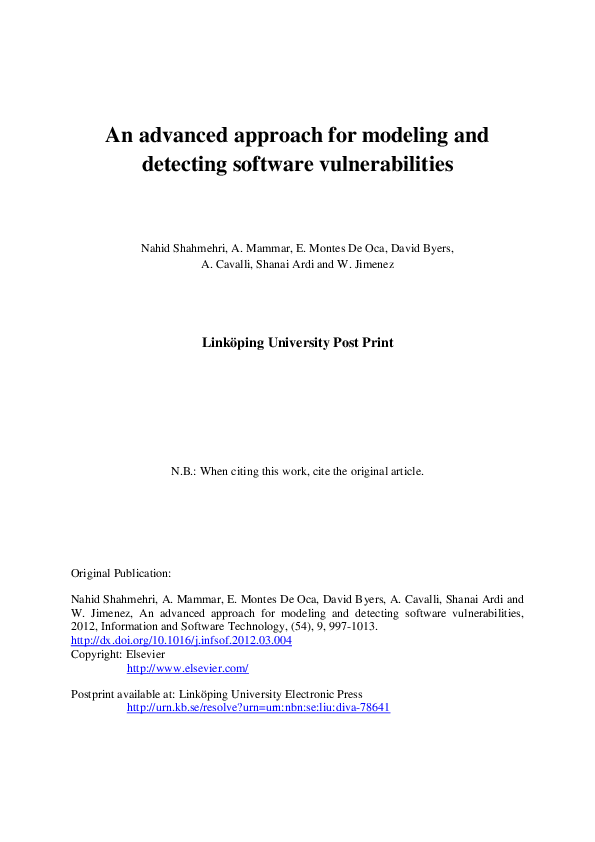 (PDF) An advanced approach for modeling and detecting software vulnerabilities