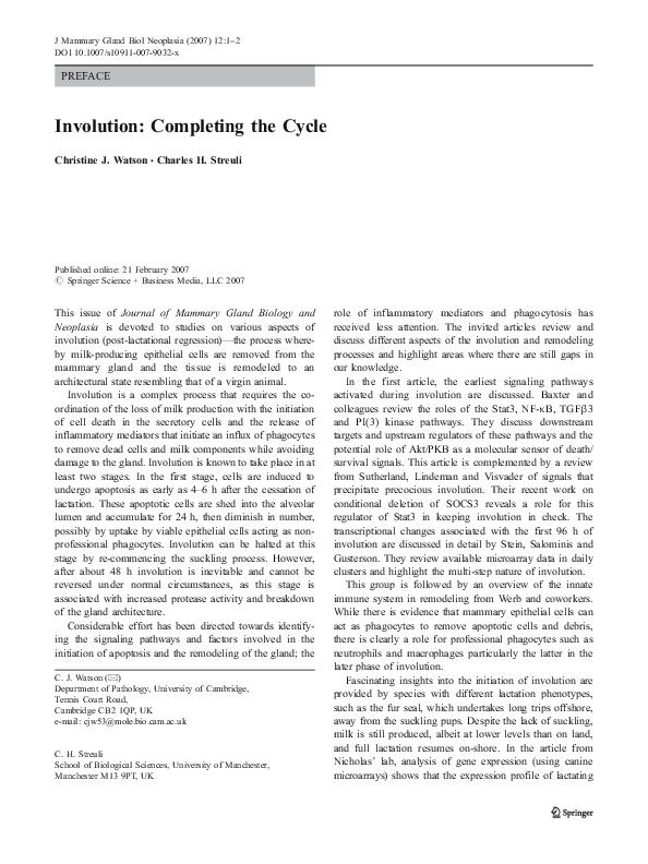 (PDF) Involution: Completing the Cycle