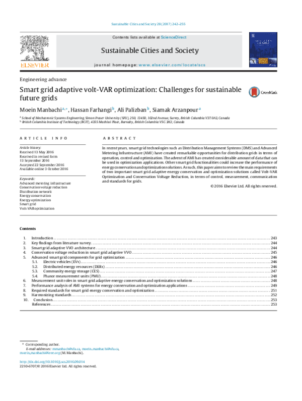 (PDF) Smart grid adaptive volt-VAR optimization: Challenges for ...