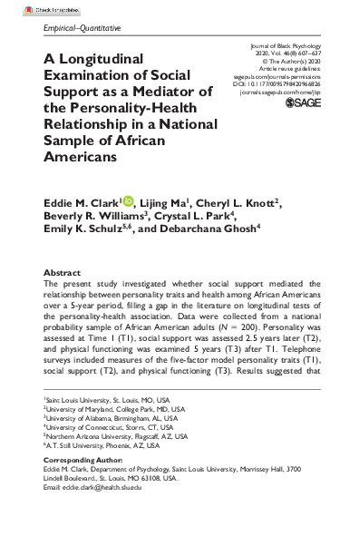 (PDF) A Longitudinal Examination of Social Support as a Mediator of the ...