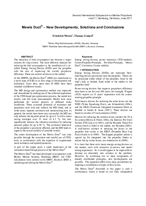 (PDF) Mewis Duct ® – New Developments , Solutions and Conclusions