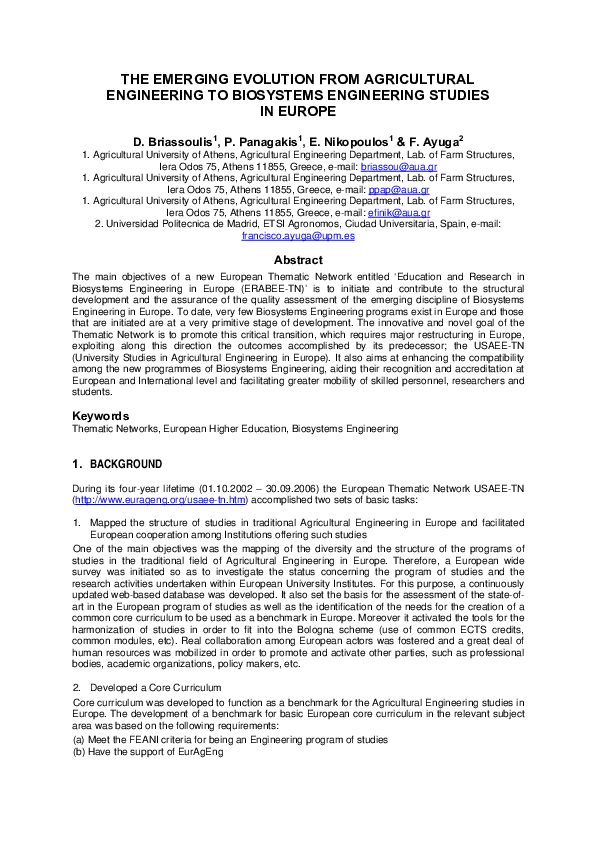 (PDF) Τhe Emerging Evolution from Agricultural Engineering to ...