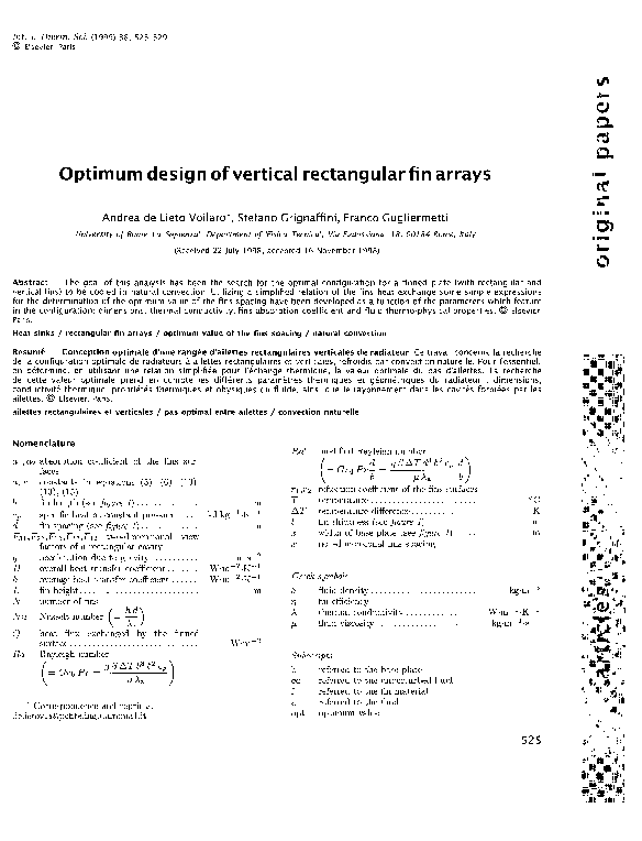 (PDF) Optimum design of vertical rectangular fin arrays