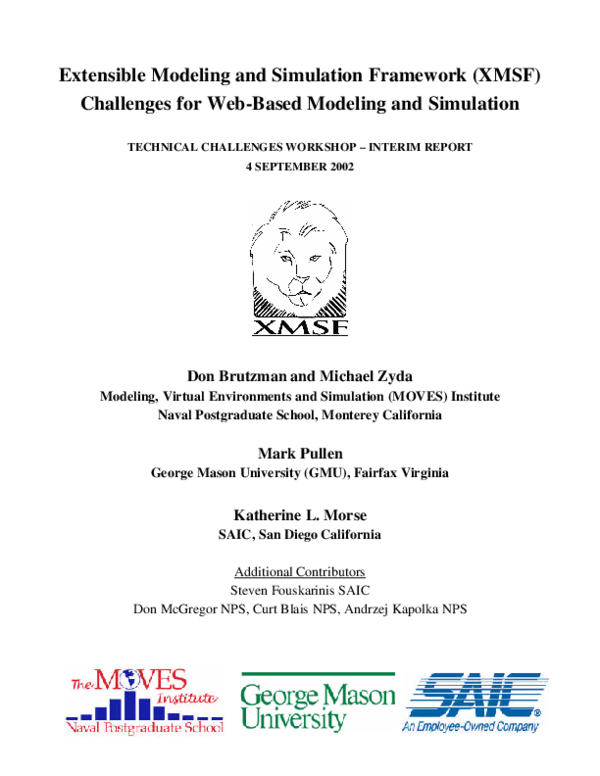 Pdf Extensible Modeling And Simulation Framework Xmsf Challenges For Web Based Modeling And