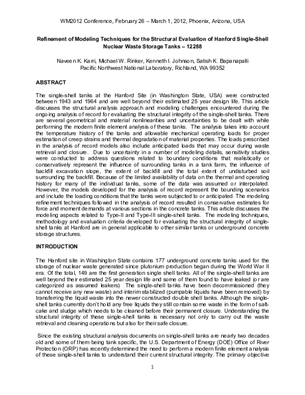 (PDF) Refinement of Modeling Techniques for the Structural Evaluation ...