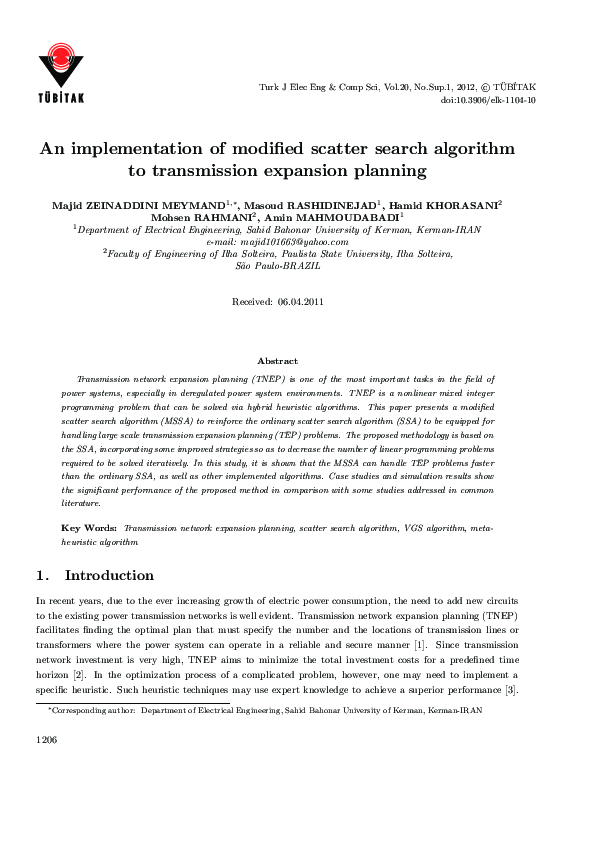 (PDF) An implementation of modified scatter search algorithm to transmission expansion planning