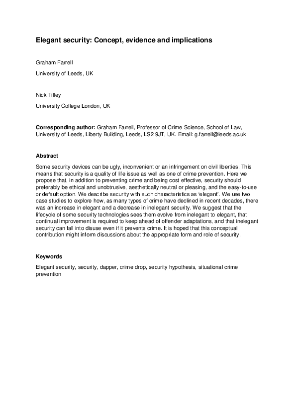 (PDF) Elegant Security: Concept, Evidence, and Implications