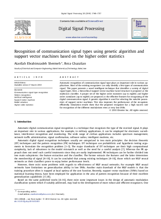 (PDF) Recognition of communication signal types using genetic algorithm and support vector ...