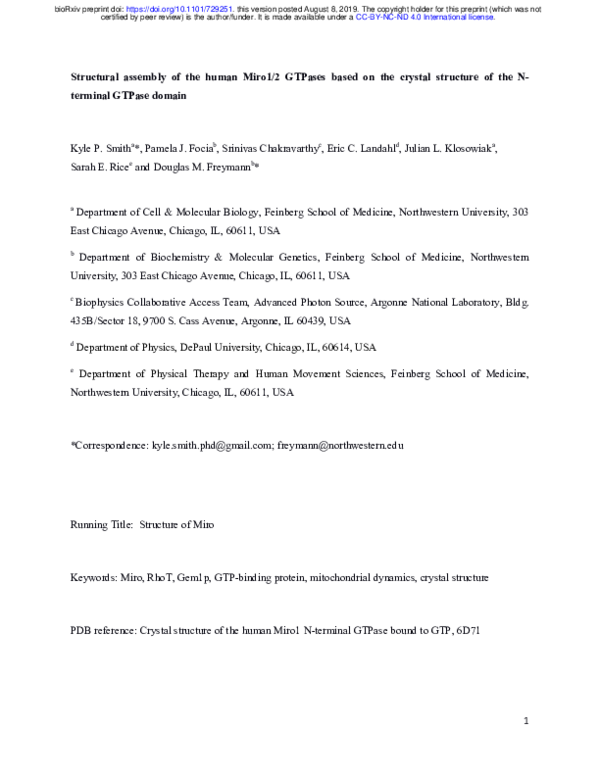 (PDF) Structural assembly of the human Miro1/2 GTPases based on the ...