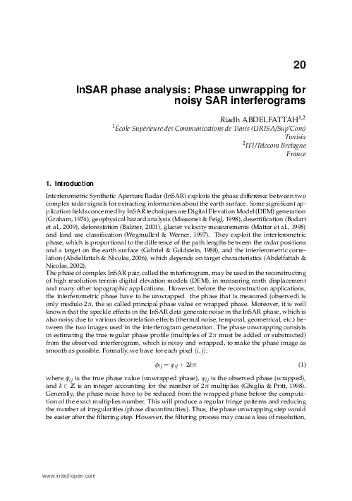 (PDF) InSAR phase analysis: Phase unwrapping for noisy SAR interferograms