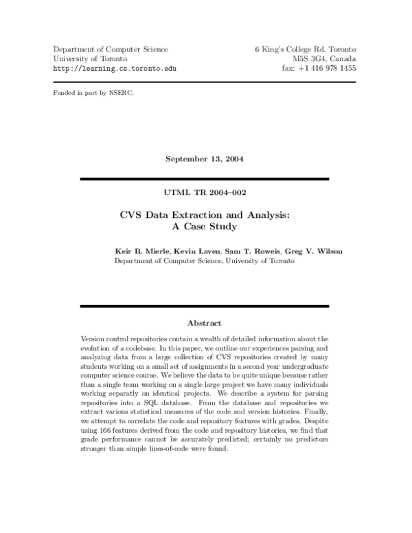 (PDF) CVS data extraction and analysis: A case study