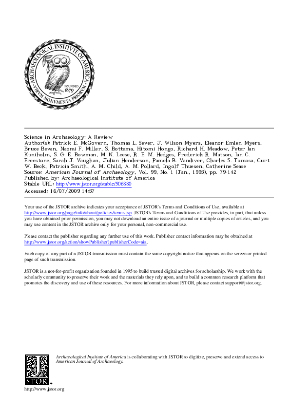 (PDF) Science in Archaeology: A Review
