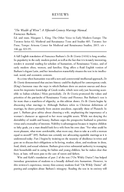 (PDF) Mccahill, review of Barbaro The Wealth of Wives