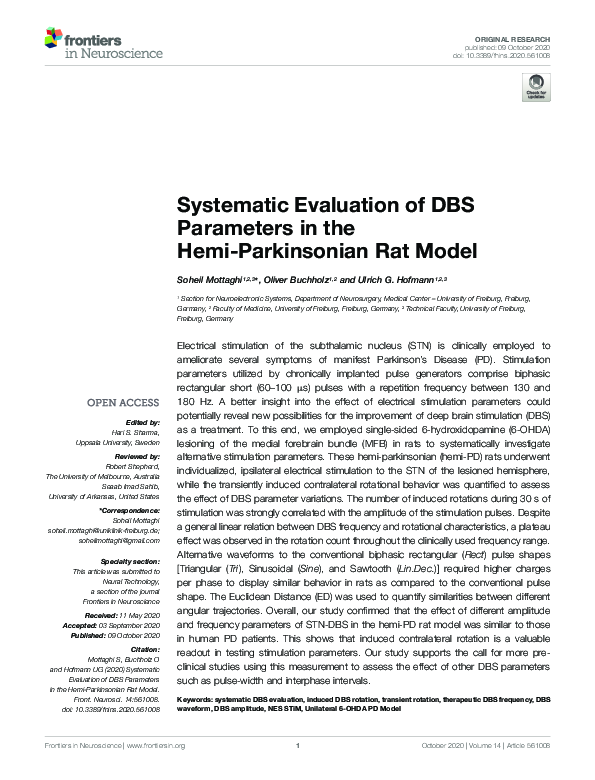 (PDF) Systematic Evaluation of DBS Parameters in the Hemi-Parkinsonian ...