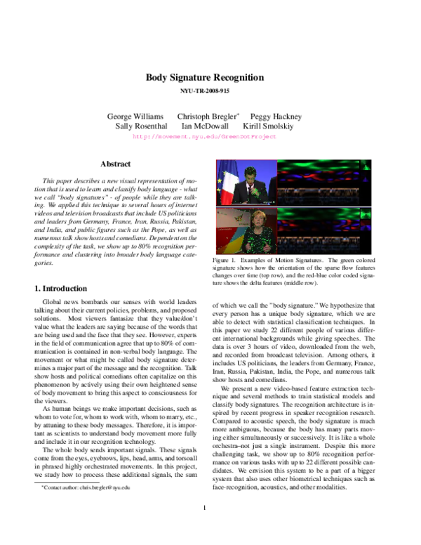 (PDF) Body Signature Recognition