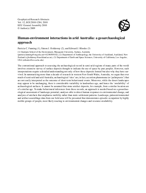 (PDF) Human-environment interactions in arid Australia: a ...