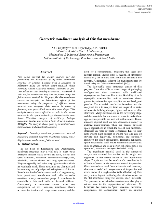 (PDF) Geometric non-linear analysis of thin flat membrane
