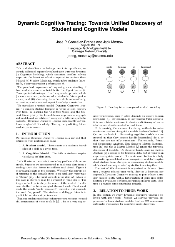 (PDF) Dynamic Cognitive Tracing: Towards Unified Discovery of Student ...