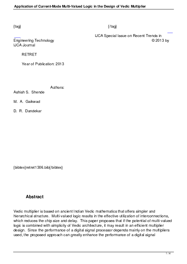 (PDF) Application of Current-Mode Multi-Valued Logic