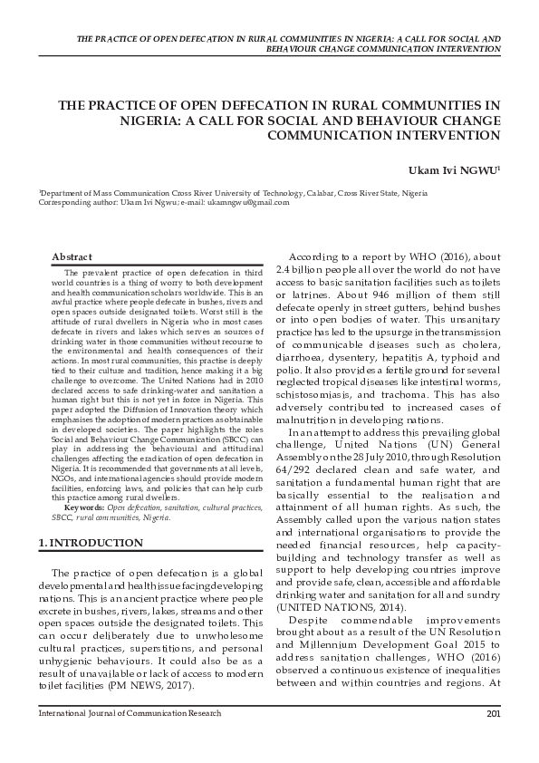 (PDF) The Practice of Open Defecation in Rural Communities in Nigeria ...